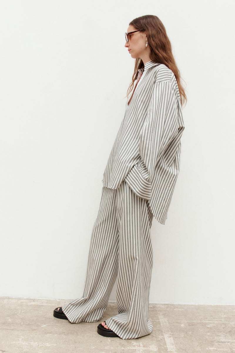 Cassius Low Waisted Pant In Black And Ecru Stripe Camilla And Marc