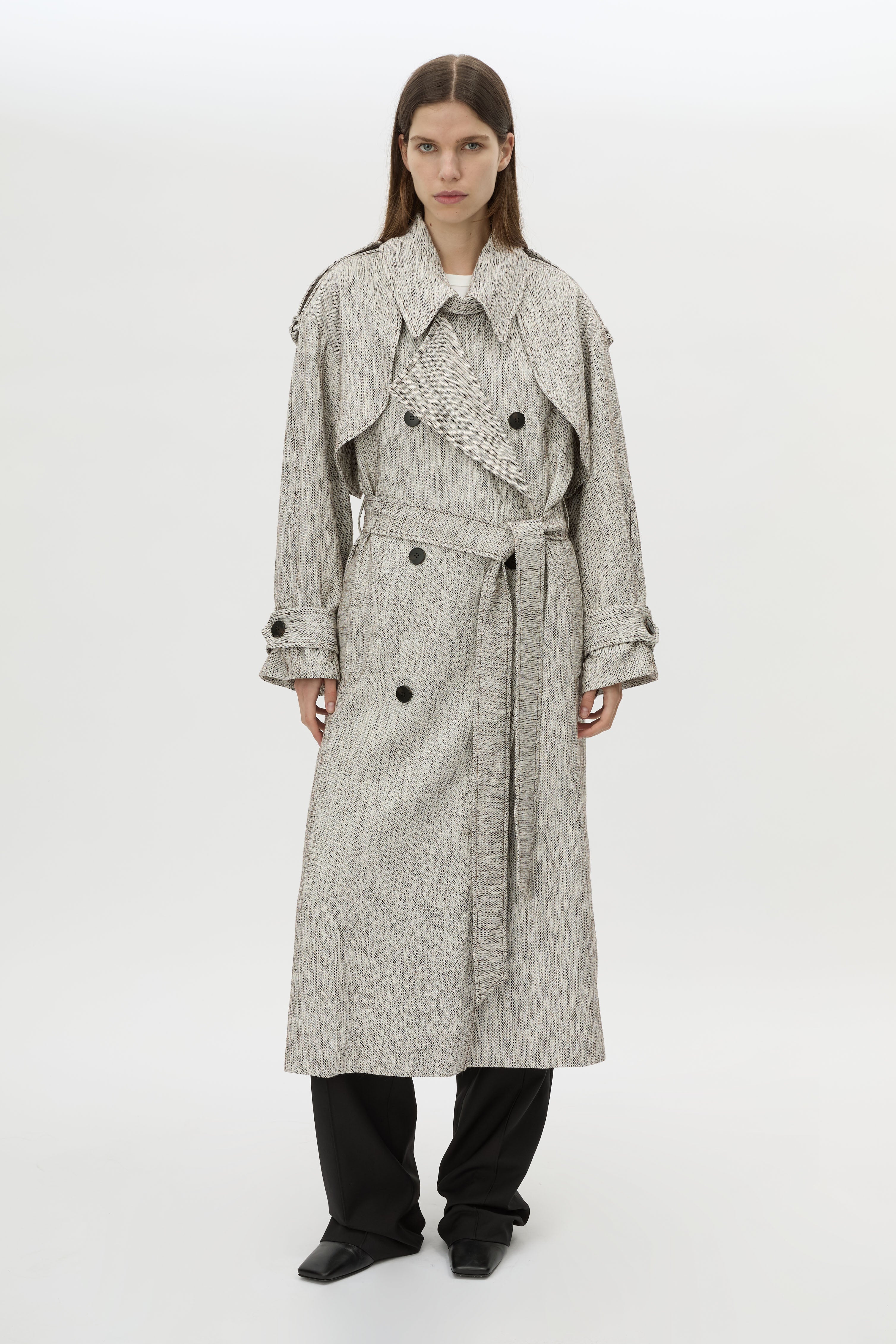 Maxine Trench Coat in Salt Pepper - CAMILLA AND MARC® C&M