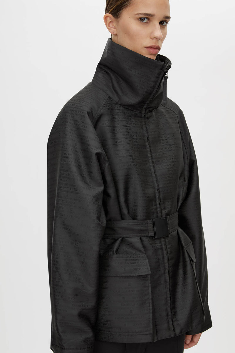 Escher Logo Jacquard Puffer Jacket in Black - CAMILLA AND MARC® C&M