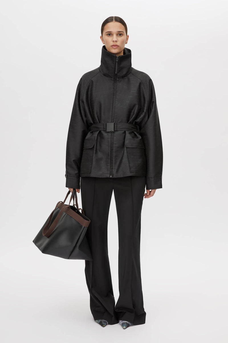 Escher Logo Jacquard Puffer Jacket in Black - CAMILLA AND MARC® C&M