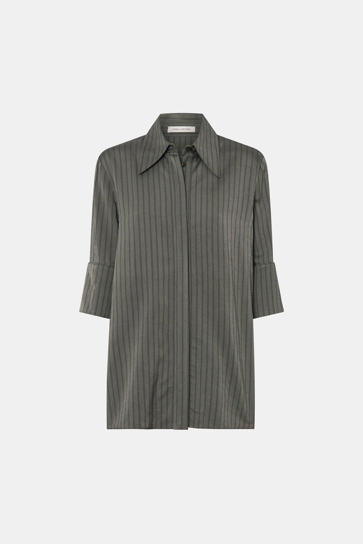 Mina Short Sleeve Shirt in Grey Stripe - CAMILLA AND MARC® C&M