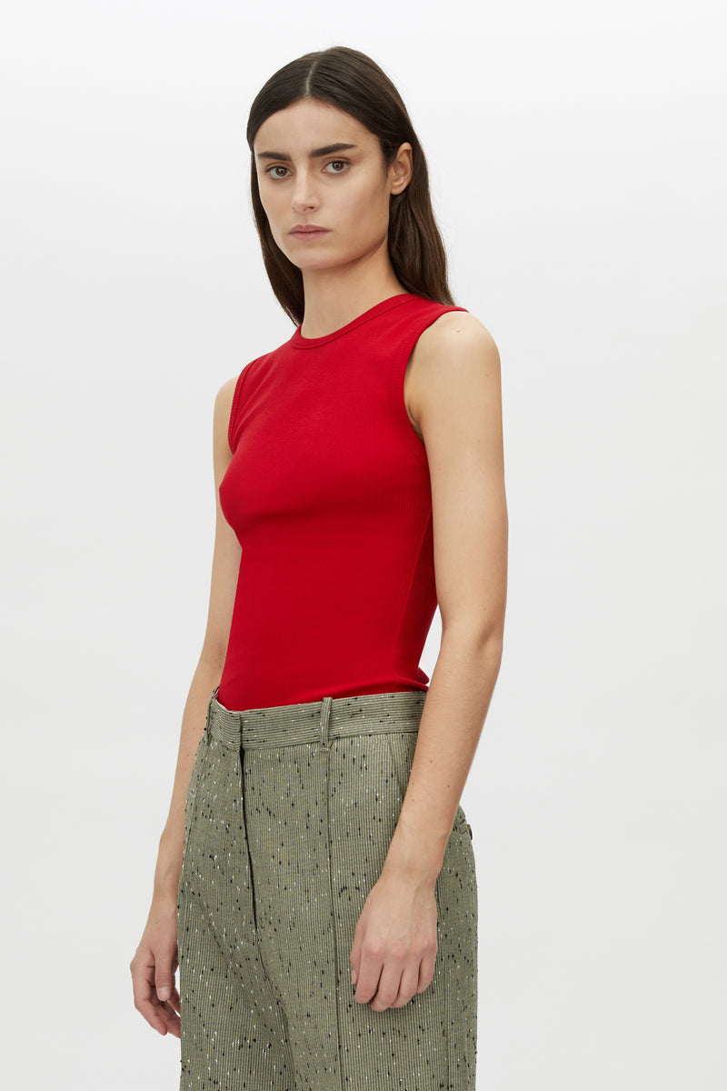 Nora Crew Tank in Ruby Red - CAMILLA AND MARCÆ C&M