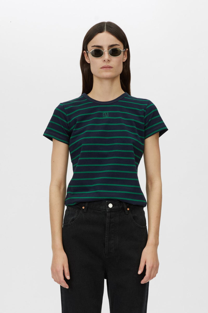 Sora Striped Tee in Navy Green - CAMILLA AND MARC® C&M