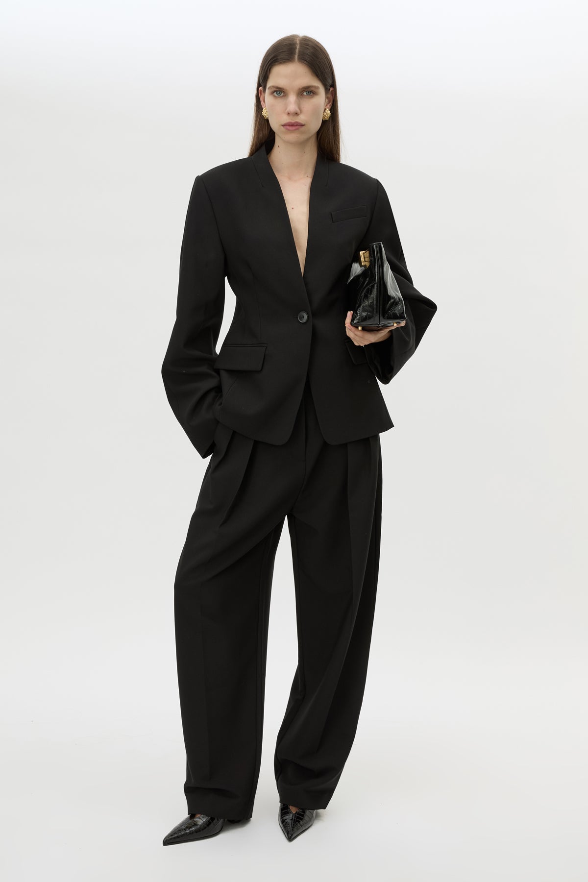 Tala Fitted Collarless Blazer in Black - CAMILLA AND MARC® C&M